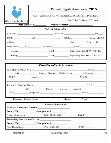 Patient Registration Form Template Word