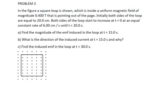 Solved PROBLEM In The Figure A Square Loop Is Shown Which Chegg Com