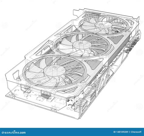 Gpu Card Outline Vector Stock Vector Illustration Of Chip