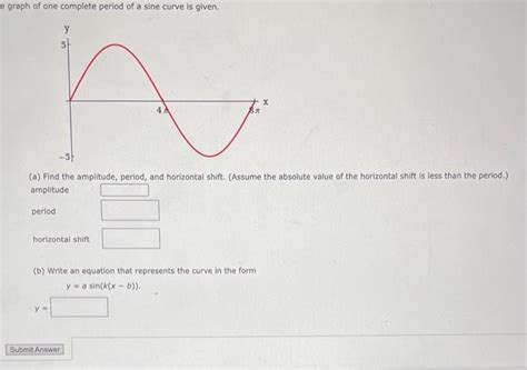 Solved Graph Of One Complete Period Of A Sine Curve Is
