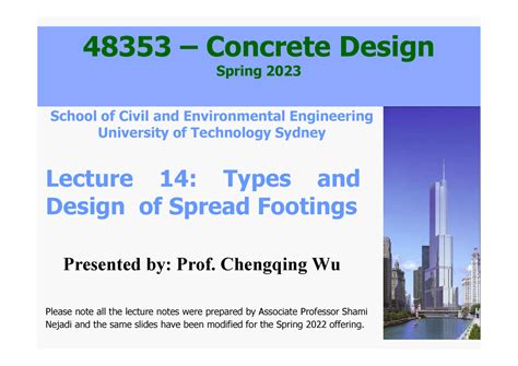 48353 Cd S23 Lecture 14 Slides 1 48353 Concrete Design Spring 2023 Lecture 14 Types And