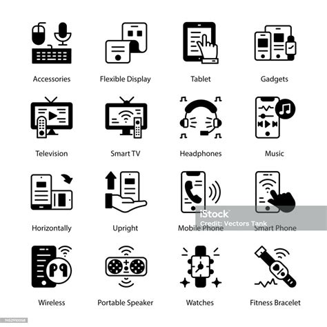 사운드 드론 익스트림 카메라 Vr 안경 가상 현실 키보드 조이스틱 컨트롤러 스마트 안경 플래시 드라이브 메모리 카드 마우스 감시 글리프 아이콘솔리드 벡터 0명에 대한 스톡