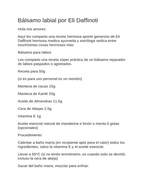 Bálsamo Labial Por Eli Daffinoti Pdf