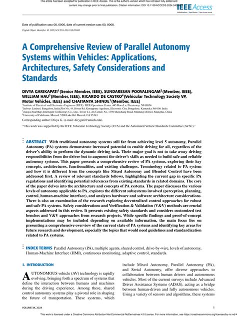 Pdf A Comprehensive Review Of Parallel Autonomy Systems Within Vehicles Applications
