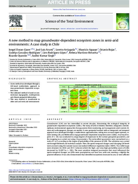 Pdf A New Method To Map Groundwater Dependent Ecosystem Zones In Semi Arid Environments A