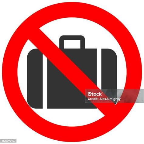 중지 또는 흰색 배경에 고립 된 수하물 아이콘으로 표시를 금지 합니다 수하물은 금지 벡터 일러스트 레이 션 수하물 이미지를 수 없습니다 램은 금지 0명에 대한 스톡 벡터