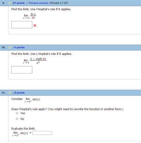 Solved Find The Limit Use Lhopitals Rule If It Applies