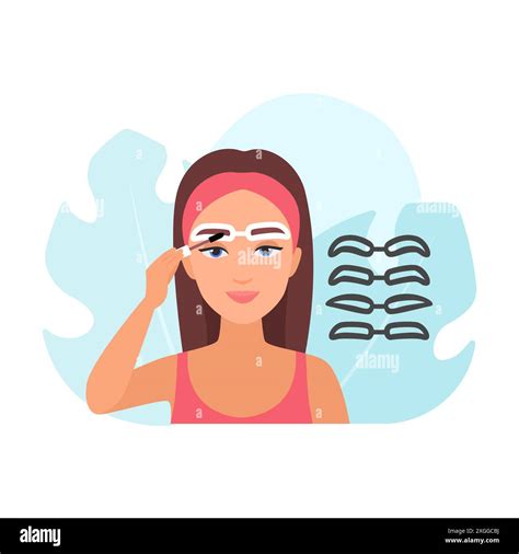 Girl Using Different Eyebrow Stencils To Draw Brown Brow With Brush