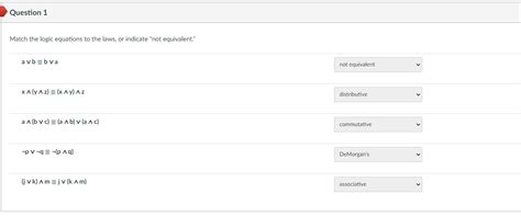 Solved Match The Logic Equations To The Laws Or Indicate