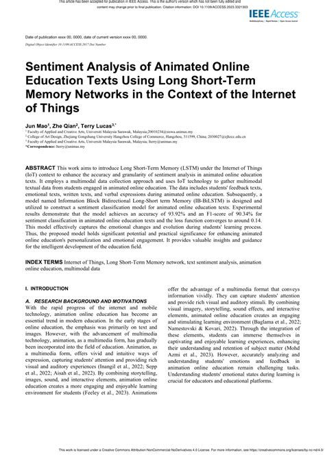 Pdf Sentiment Analysis Of Animated Online Education Texts Using Long