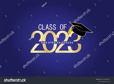 Class 2023 Graduation Cap Golden Design Stock Vector Royalty Free