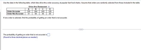 Solved If One Order Is Selected Find The Probability Of Chegg