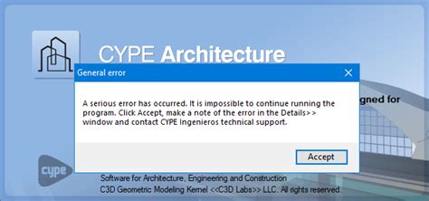 A Serious Error Has Occurred It Is Impossible To Continue Running The Program Click Accept