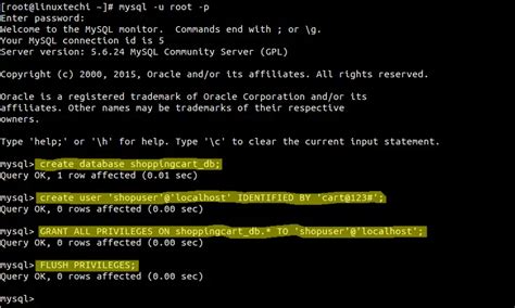 Create Database User Opencart