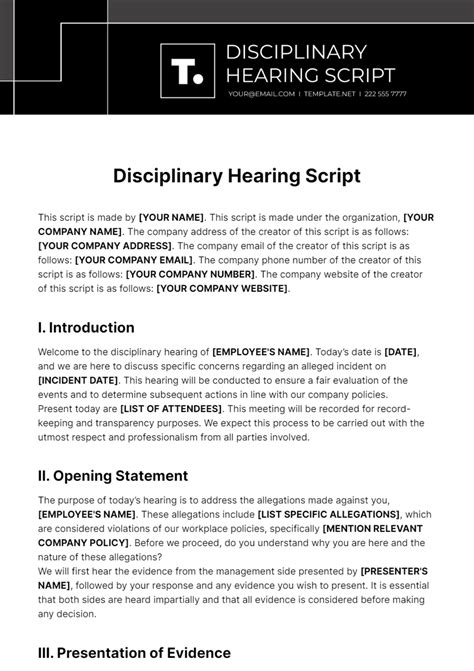 Free Disciplinary Hearing Script Template To Edit Online Free Disciplinary Hearing Script Template To Edit Online