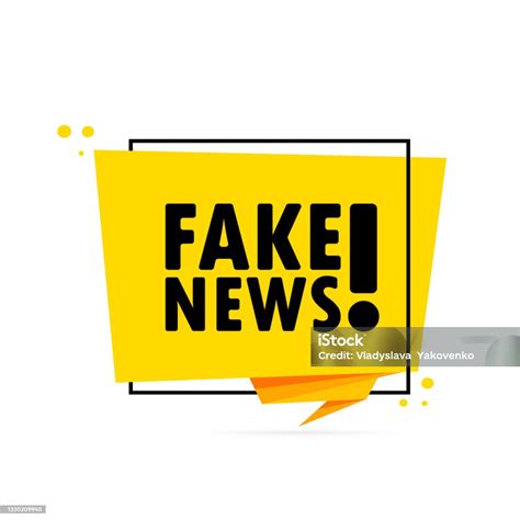 가짜 뉴스 종이 접기 스타일의 음성 거품 배너 텍스트 가짜 뉴스포스터 스티커 디자인 템플릿 벡터 Eps 10 백그라운드에서 격리