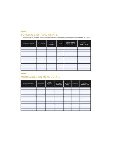 23 Free Real Estate Schedule Templates In Pdf Word Free And Premium