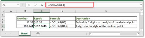 How To Use The Excel Dollar Function