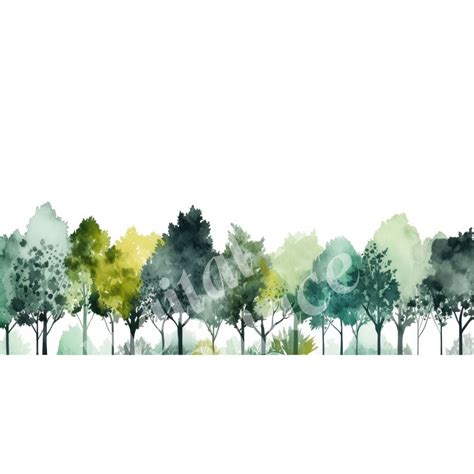 Tree Border Clipart Trees Watercolor Clipart Jpgs Instant Digital Download Printable Wall Art