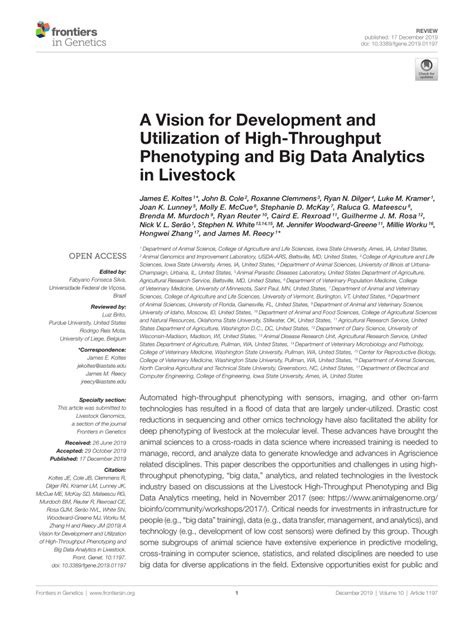 Pdf A Vision For Development And Utilization Of High Throughput Phenotyping And Big Data