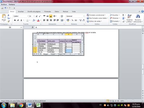 COMO INSERTAR UNA TABLA DE EXCEL EN WORD