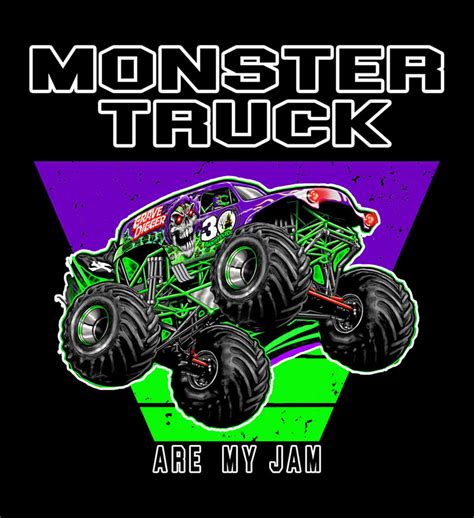 Monster Truck Are My Jam Grave Digger Vintage Drawing By Bettye Ritchie Fine Art America
