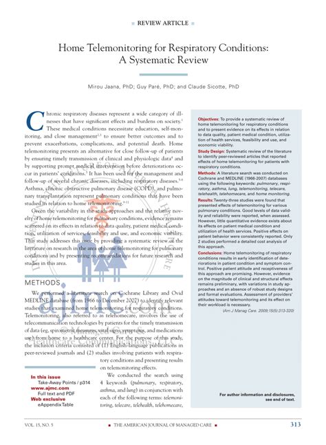 Pdf Home Telemonitoring For Respiratory Conditions A Systematic Review