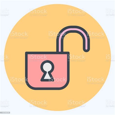 아이콘 잠금 해제 보안 기호에 적합합니다 컬러 메이트 스타일 편집 가능한 간단한 디자인 디자인 템플릿 벡터 간단한 그림 0명에