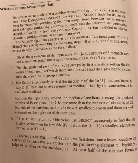 Consider The Linear Worst Case Selection Algorithm