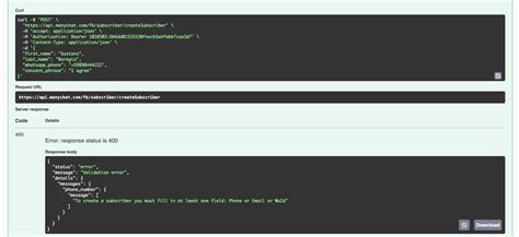 API Error Creating Subscriber Missing Required Field Manychat