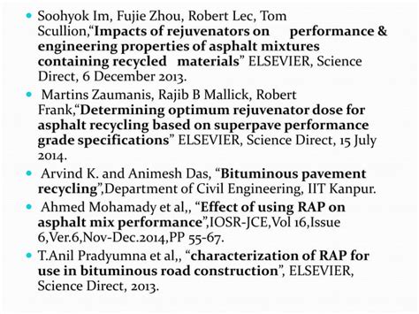 Performance Evaluation Of Hot Mix Asphalt With Recycled Asphalt Pavement Using Rejuvenator Pptx