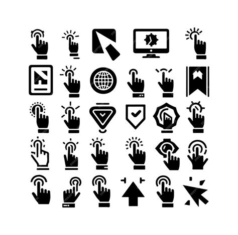 Premium Vector Set Of Arrow Web Cursors Set Computer Pointer Click Icon Clicking Arrows Or