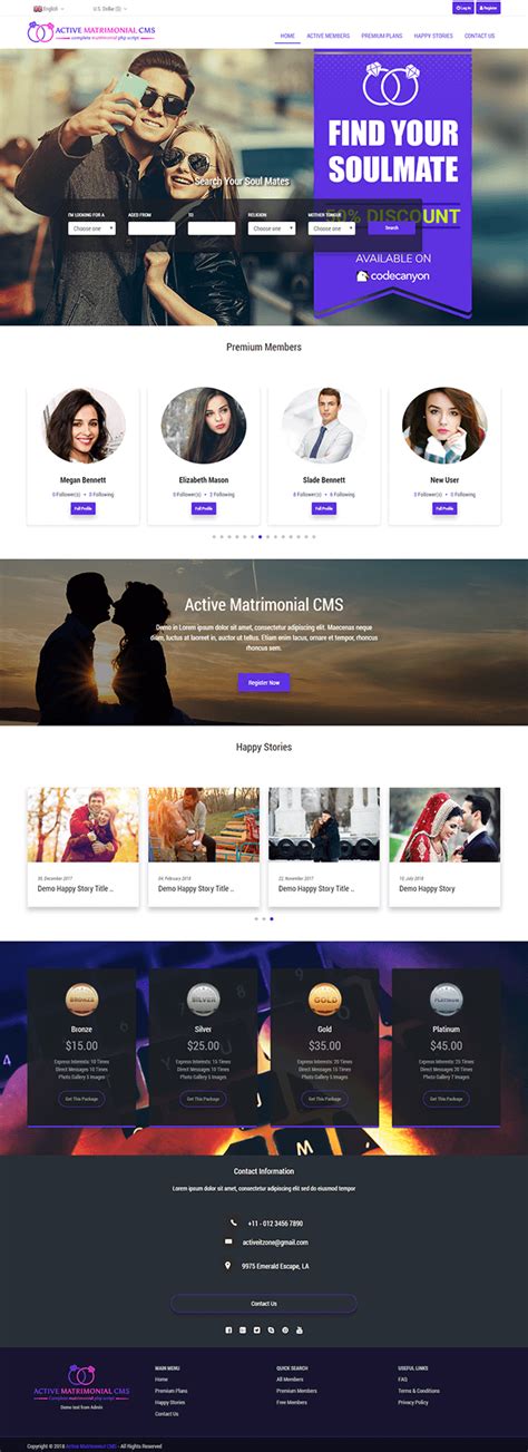 active matrimonial cms php script inkthemes