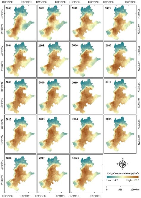 Spatiotemporal Evolution Of The Annual Mean Pm25 Concentrations From