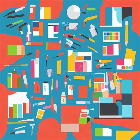 Illustration Of Different Types Of Office Supplies Isolated On The