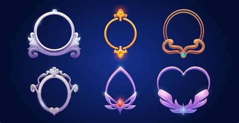 게임 Ui 디자인을 위한 장식 금속 프레임 무료 벡터