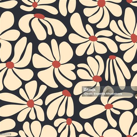 복고풍 그루비 꽃 전원 배경 빈티지 1970년대 꽃무늬 완벽 한 패턴입니다 히피 재미있는 벽지 직물 포장지 문구류를 위한 1960년대 벡터 프린트 1960 1969 년에