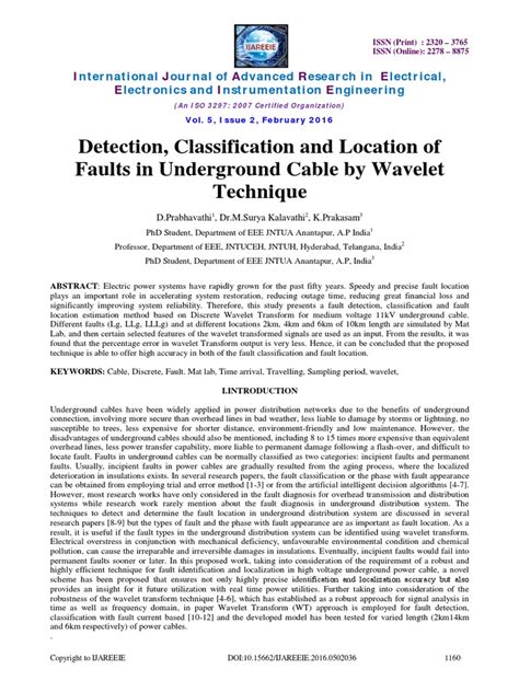 Detection Classification And Location Of Faults In Underground Cable By Wavelet Technique