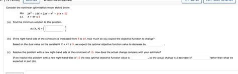 Solved Consider The Nonlinear Optimization Model Stated