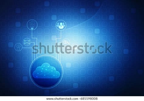 2d Rendering Cloud Computing Cloud Computing Stock Illustration 685598008