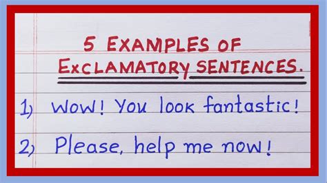 Examples Of Exclamatory Sentences In English 5 Examples Of Exclamatory Sentences Youtube