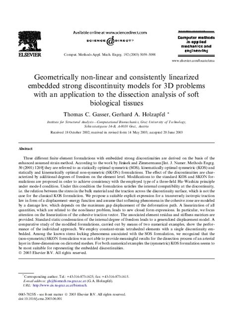 Pdf Geometrically Non Linear And Consistently Linearized Embedded