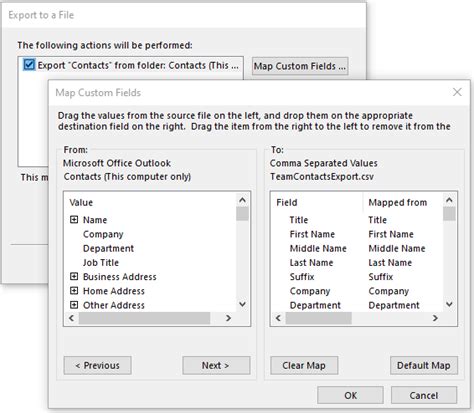 microsoft outlook export contacts to excel csv syntax byte