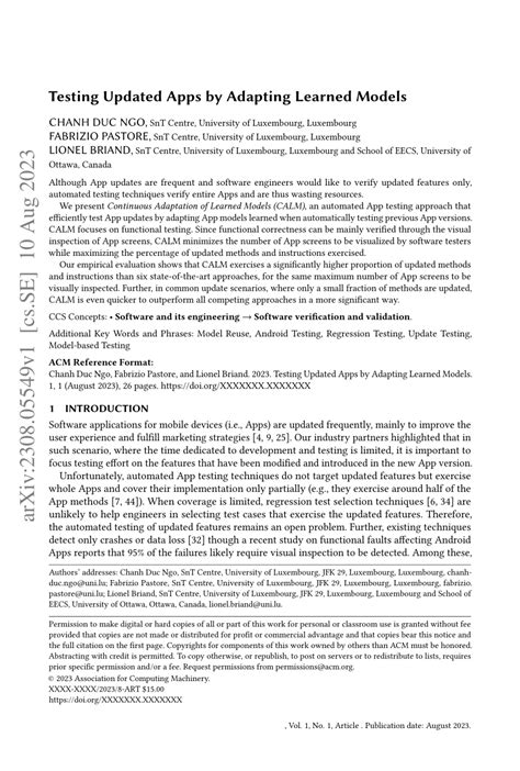 Pdf Testing Updated Apps By Adapting Learned Models