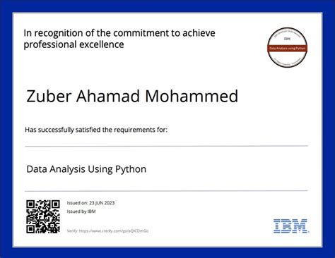 Mohammed Zuber Ahamad On Linkedin Dataanalysis Python Professionalexcellence Certification