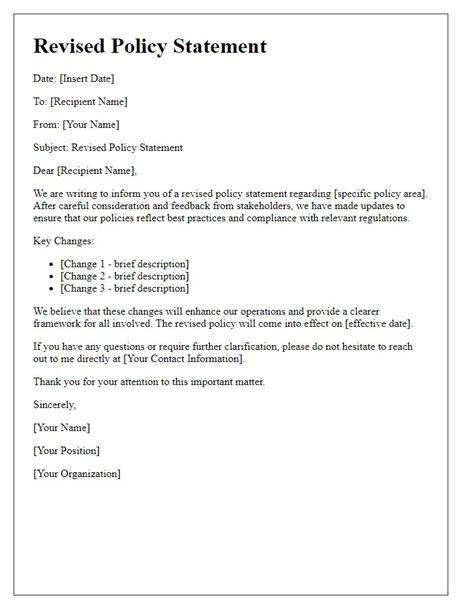 Letter Template For Change In Policy Notice Free Samples In PDF Letterin