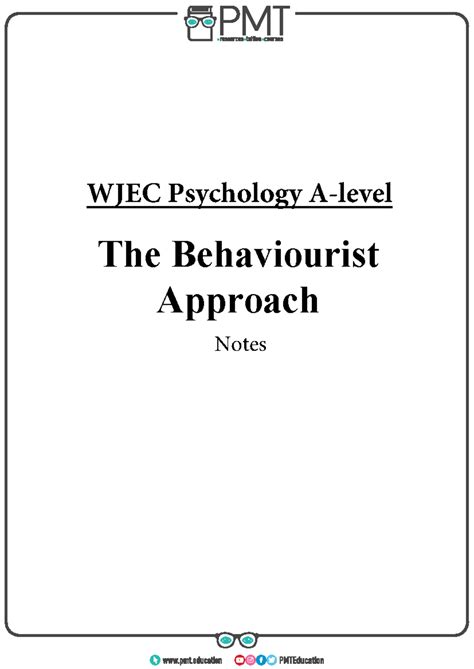 Wjec Psychology A Level In Depth Behaviourism Notes And Insights Studocu