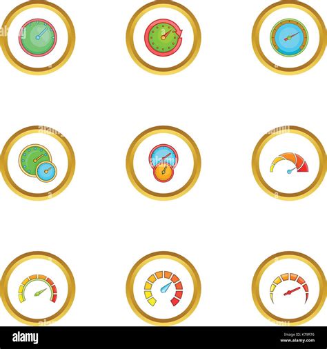 Speedometer Icons Set Cartoon Style Stock Vector Image And Art Alamy