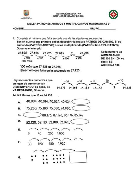Patrones Y Secuencias Taller Pdf