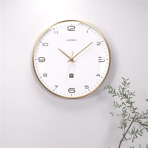朗品现代美式北欧极简约时尚金属静音客厅卧室办公挂钟石英钟 虎窝淘